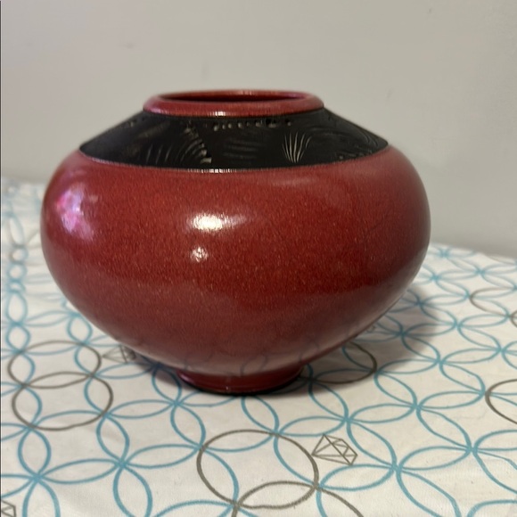 Accents | Red And Black Decorative Raku Pottery Vase Signed Greg Neal ...